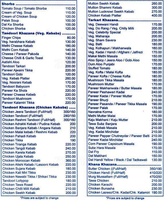 Celebrity Menu, Menu for Celebrity, Vasai, Mumbai - Zomato