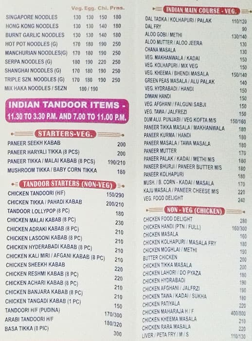 Menu at Food Delight, Thane, Bent Cottage