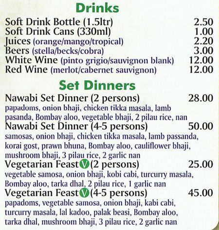 Menu at Mosquito pub & bar, London