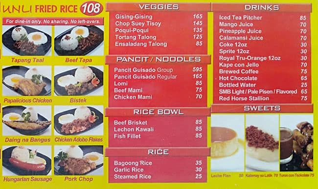 Menu at Papa Prito restaurant, Tagaytay, Unit 2B-4 Grandview Complex Brgy