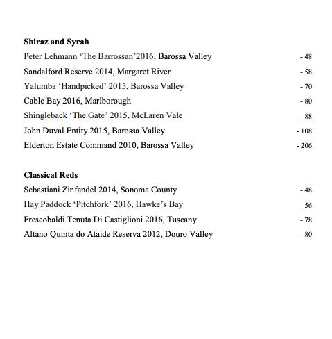 Menu at Pravda Cafe & Grill, Wellington