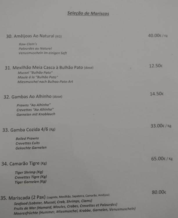 Menu em Terrace Hotel Arribas restaurante, Sintra