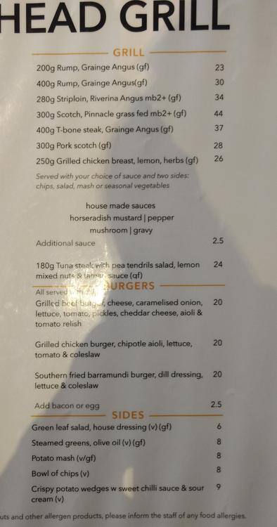 Menu at The Birkenhead Hotel pub & bar, Russell Lea
