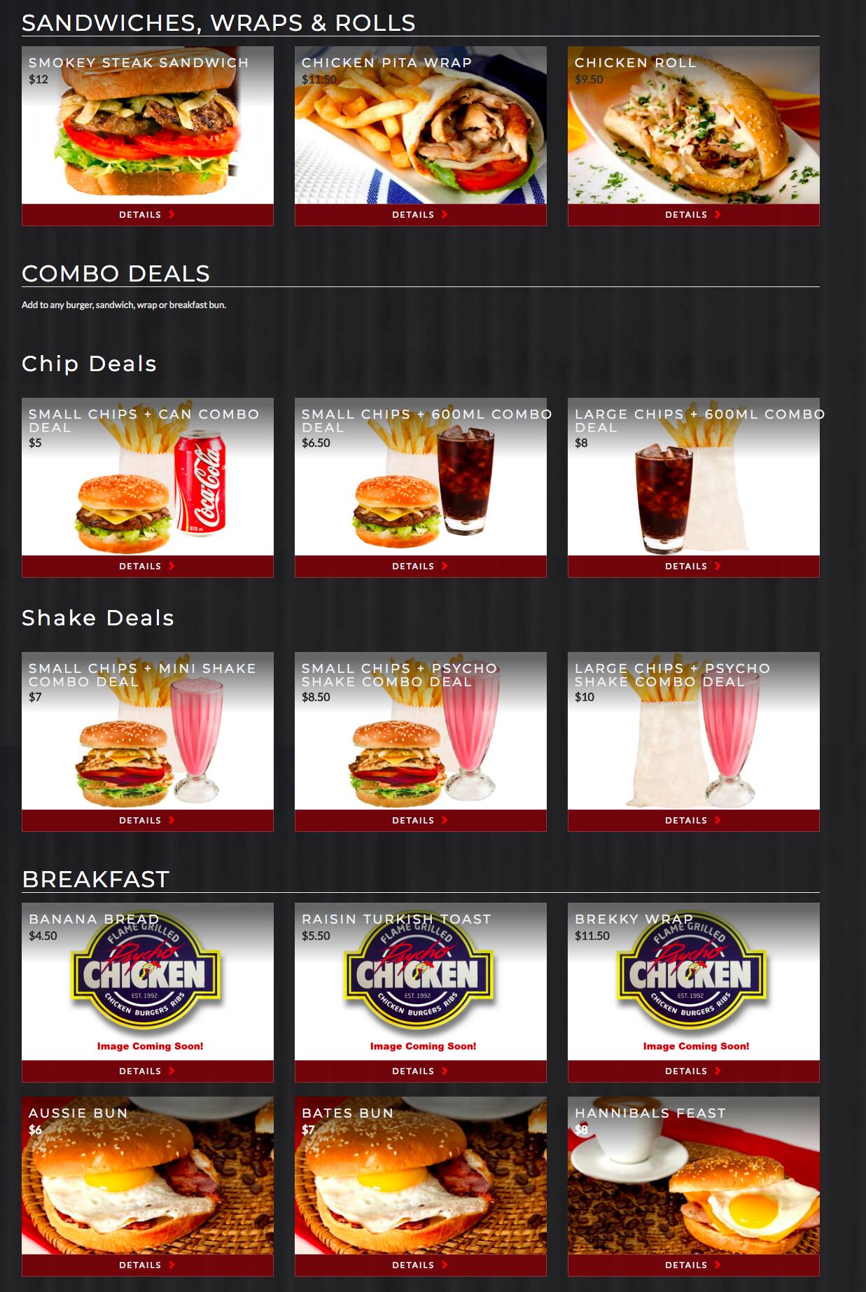 Menu at Psycho Chicken fast food, Roseville