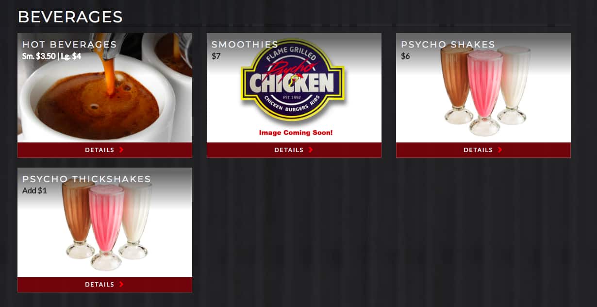 Menu at Psycho Chicken fast food, Roseville