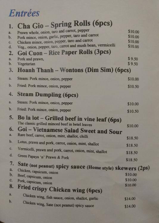 Menu at Little Vietnam 504 restaurant, Hampton