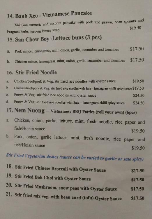 Menu at Little Vietnam 504 restaurant, Hampton