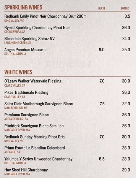 Menu at East Taste Cafe, Adelaide