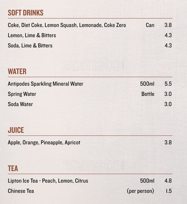 Menu at East Taste Cafe, Adelaide