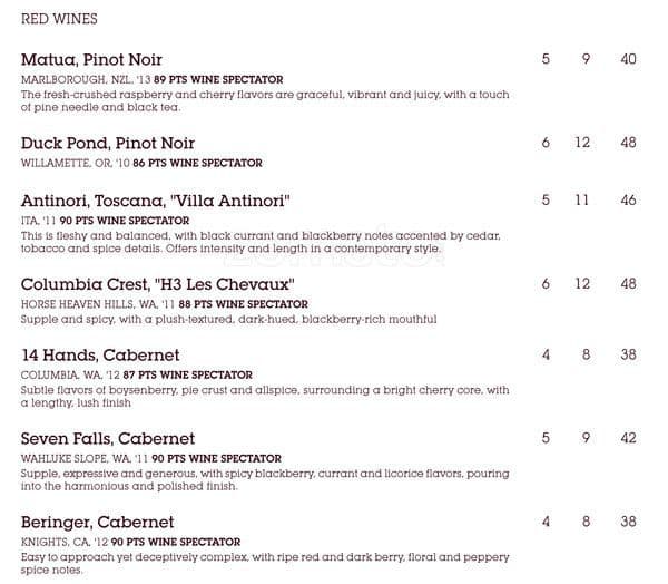 Menu at Bellevue Grille pub & bar, Bellevue, 100 112th Ave NE