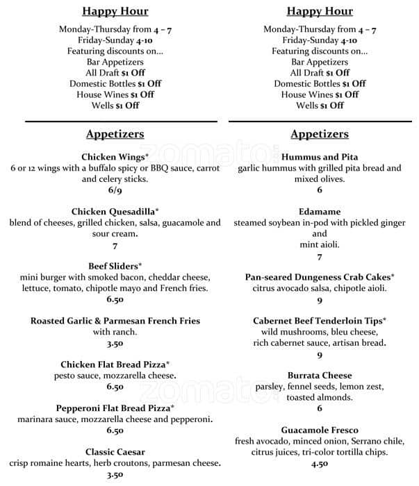 Menu at Bellevue Grille pub & bar, Bellevue, 100 112th Ave NE