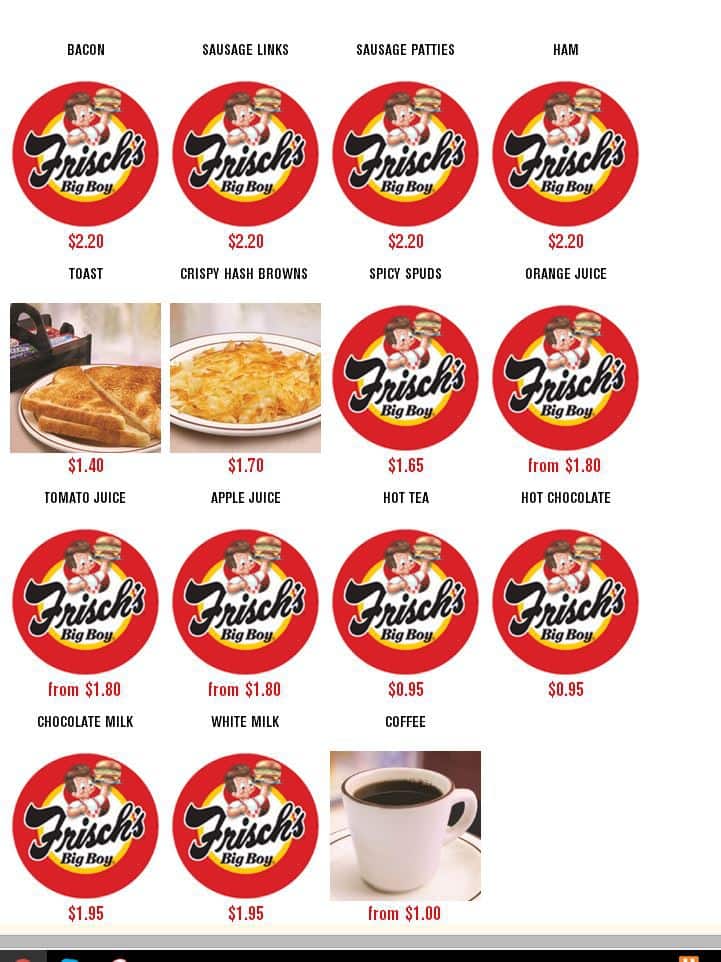 Menu at Frisch's Big Boy restaurant, Moraine, S Dixie Dr