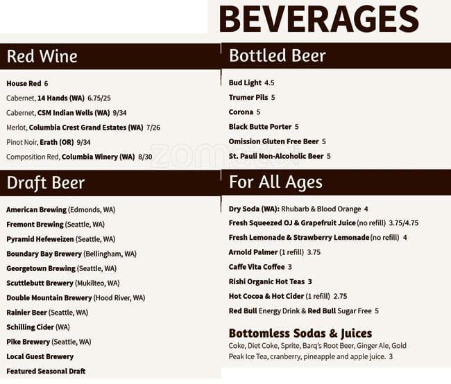 Menu at Maple Valley Bar & Grill, Maple Valley