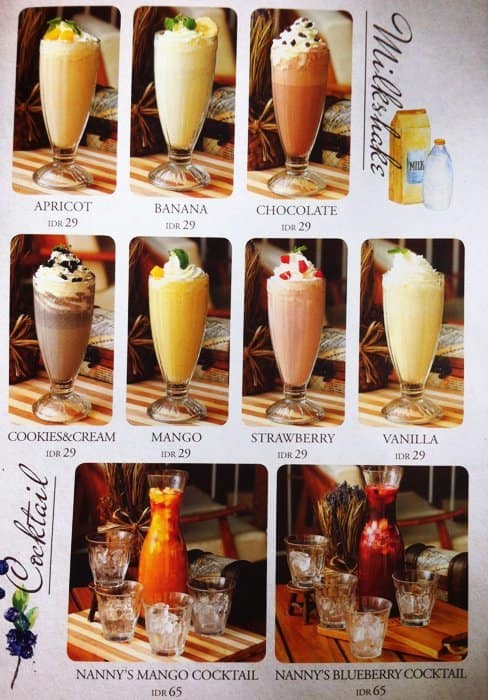 Menu at Nanny's Pavillon, Playroom restaurant, Bandung, inside Nara ...