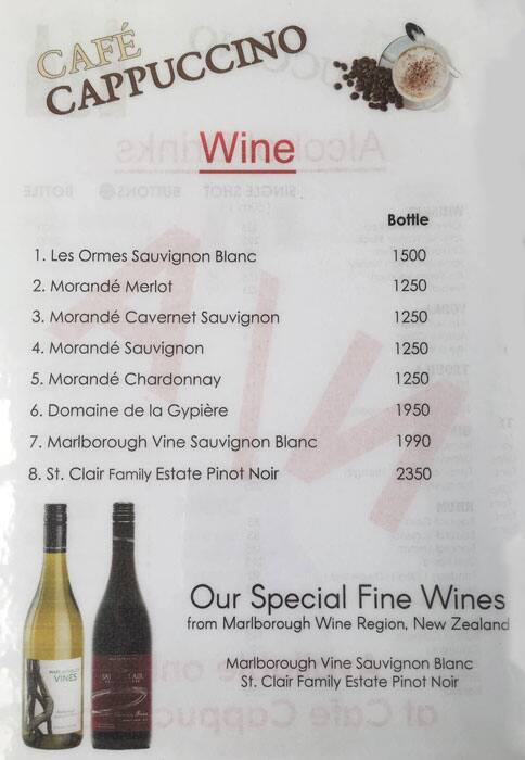 Menu at Cafe Cappuccino, Lapu-Lapu City