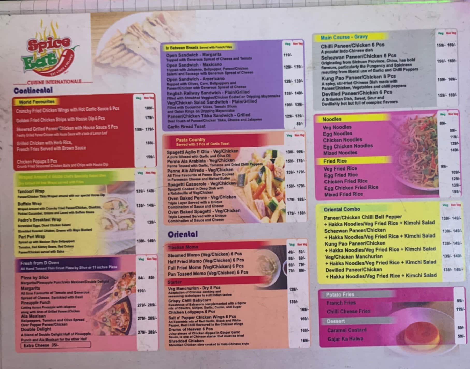 Menu at Spice Eat, Kolkata