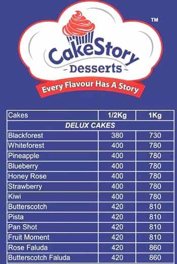 Menu of Cake Story Desserts, Aundh, Pune