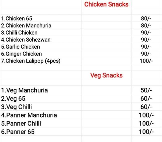 Menu at Mr. Biryani, Hyderabad