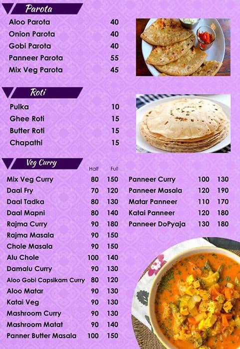 Menu of The RS Dhaba Restaurant Hotel, Kondapur, Hyderabad
