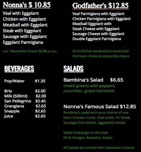 Menu at Uno Mustachio fast food, Toronto