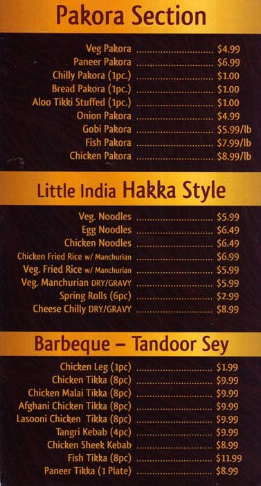 Menu at National Sweets & Restaurant, Brampton, Torbram Rd