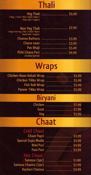 Menu at National Sweets & Restaurant, Brampton, Torbram Rd