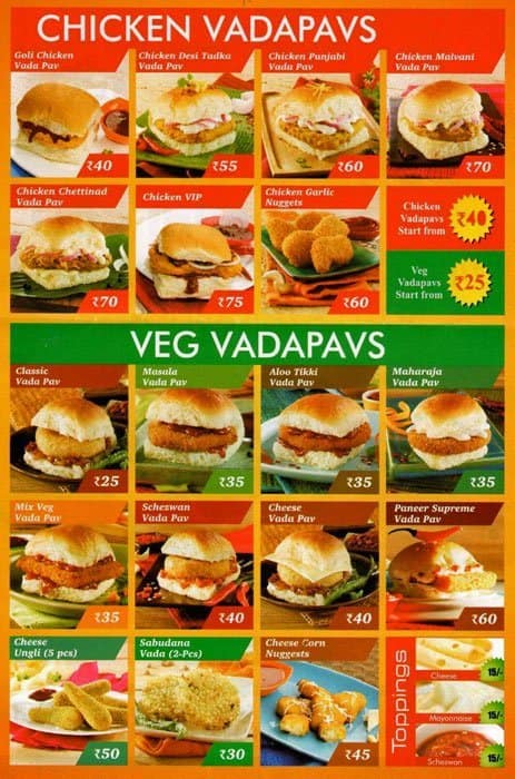 Menu at Goli Vada Pav, Kolkata, Omega Building