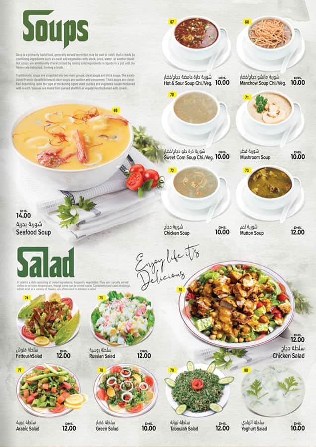 Menu of Deira Falcon Restaurant, Baniyas, Dubai