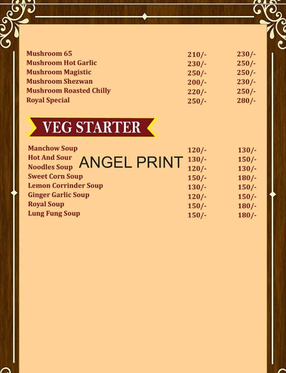 Menu of Royal Chinese, Mira Road, Mumbai
