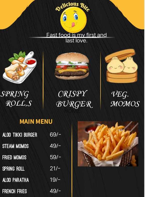 Menu of Delicious Bite, Burari, New Delhi