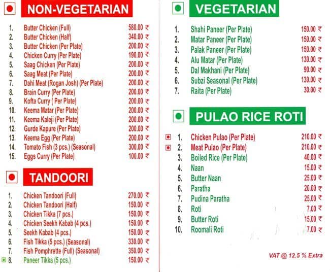 Kake Da Hotel Menu, Menu for Kake Da Hotel, Connaught Place, New Delhi ...