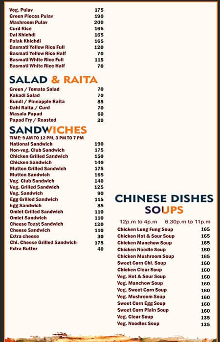 Menu at National Restaurant, Mumbai, Mitha Mansion