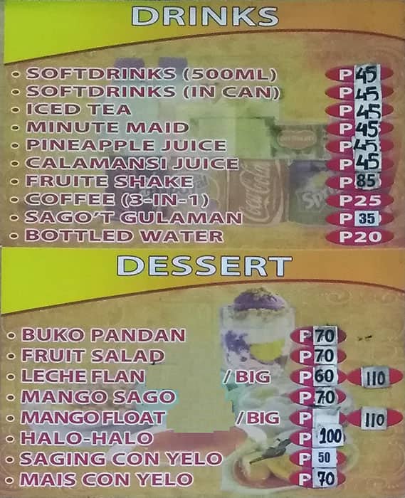 Menu at Tapsi Ni Vivian Project 3 restaurant, Quezon City, J3H9+Q45