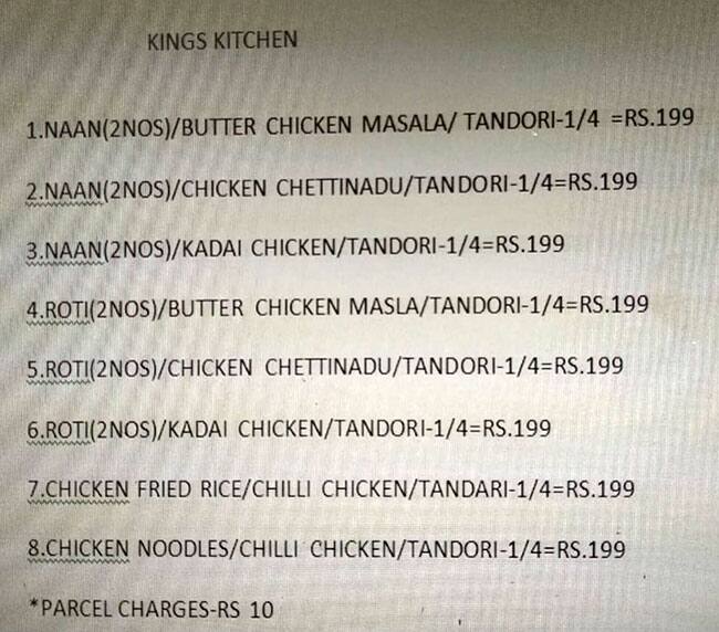 Menu at King's Kitchen, Chennai, 5