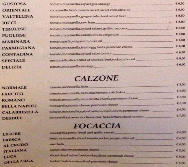 Menu da The Kitchen Milano pizzeria, Milano, Via Domenico Scarlatti