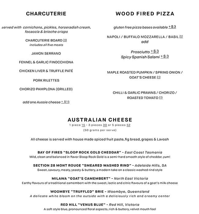 Menu at Shadowfax Winery pub & bar, Werribee South