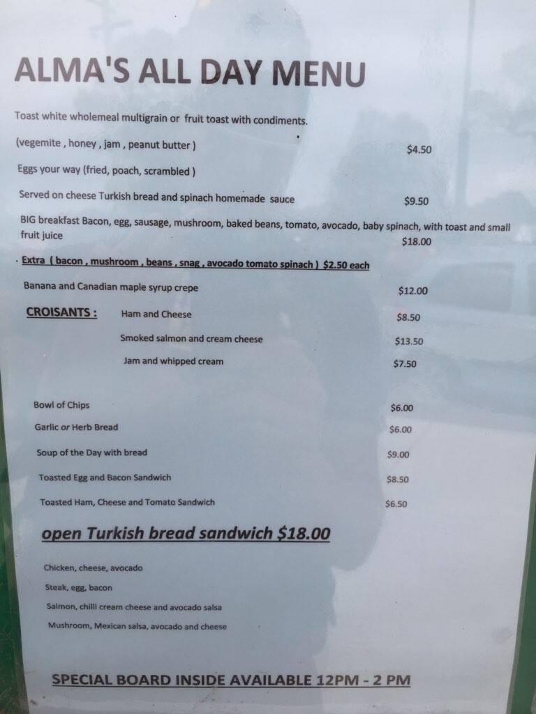 Menu at Alma's Restaurant, Paynesville