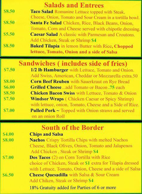 Menu at The Windsor Tavern and Grill pub & bar, Chicago, N Milwaukee Ave