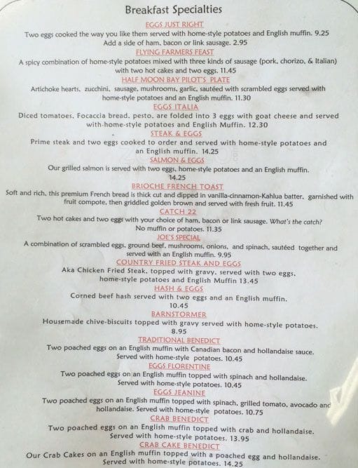 Menu at 3-Zero Cafe, Half Moon Bay