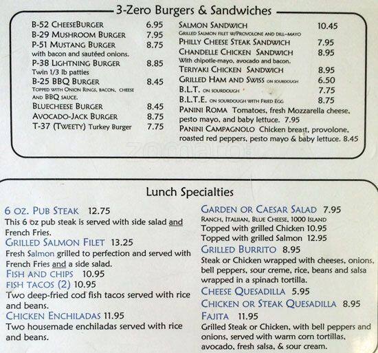 Menu at 3-Zero Cafe, Half Moon Bay