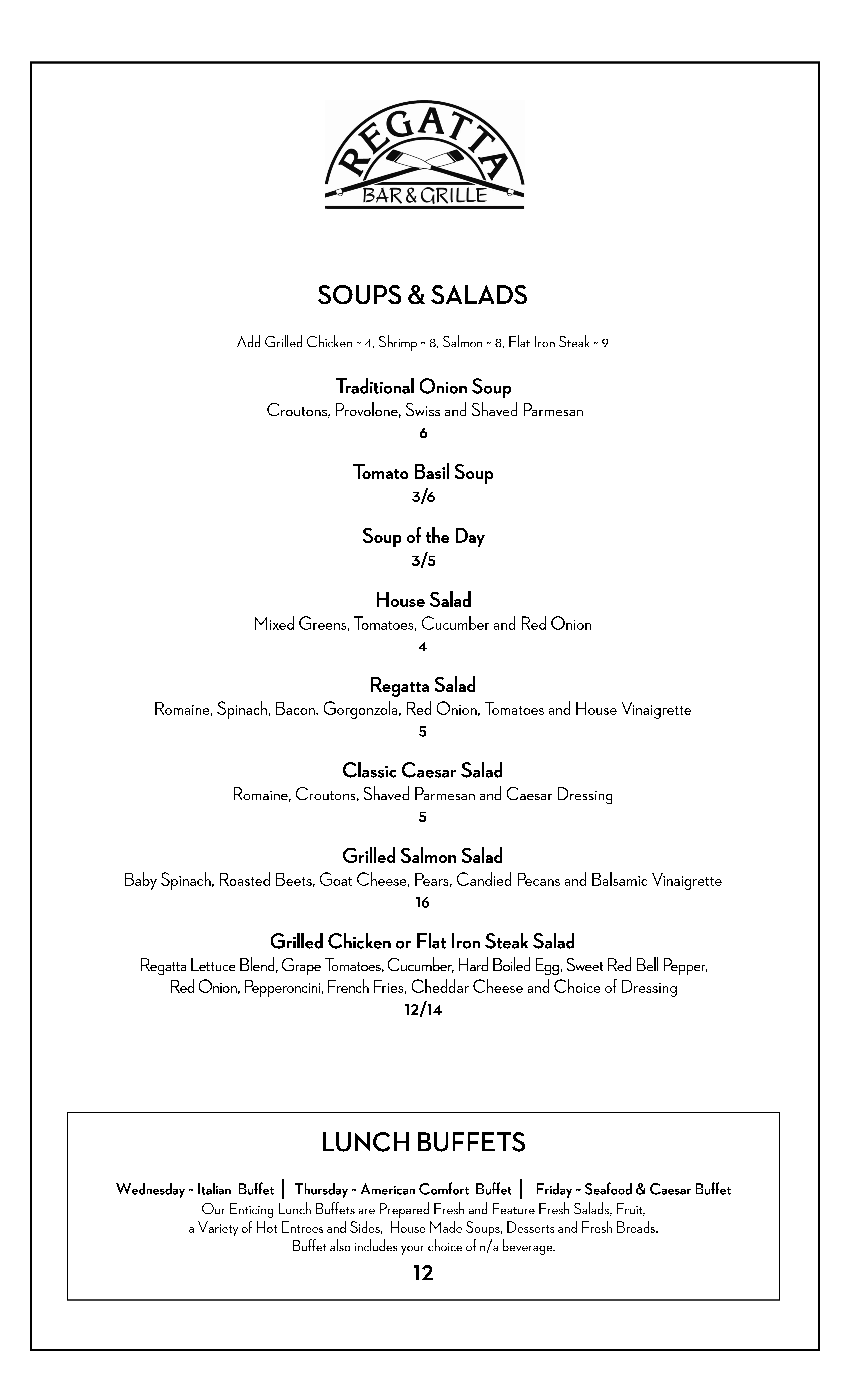 Menu at Regatta Bar & Grille, Morgantown