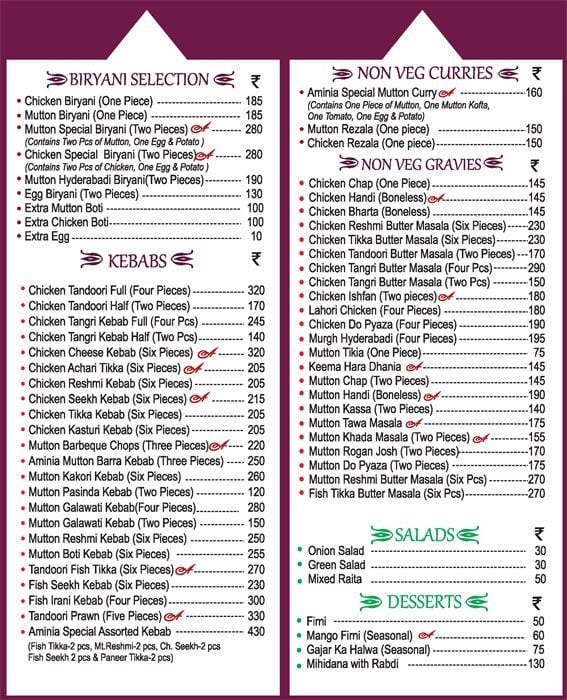 Aminia Menu, Menu for Aminia, Behala, Kolkata - Zomato