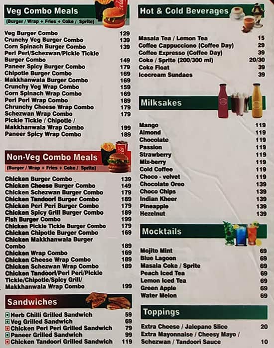 Menu at The Burger Kharghar, Navi Mumbai
