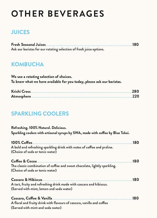 Menu at Blue Tokai Coffee Roasters Nariman Point, Mumbai