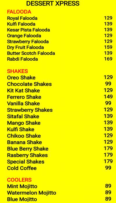 Menu of Dessert Xpress, Mira Road, Mumbai