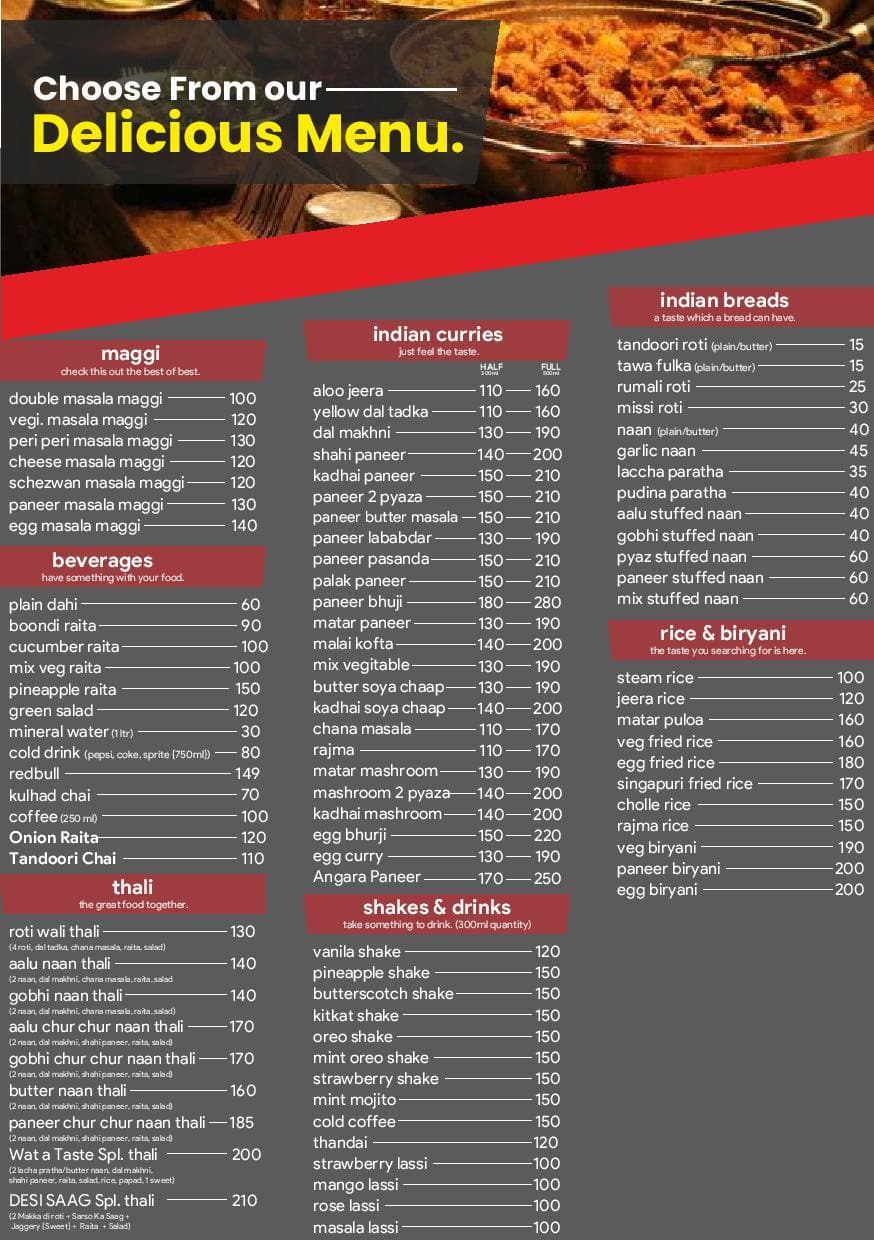 Menu at Bombay Bites, Dehradun