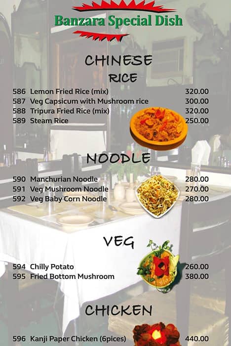 Menu of Banzara, Jadavpur, Kolkata