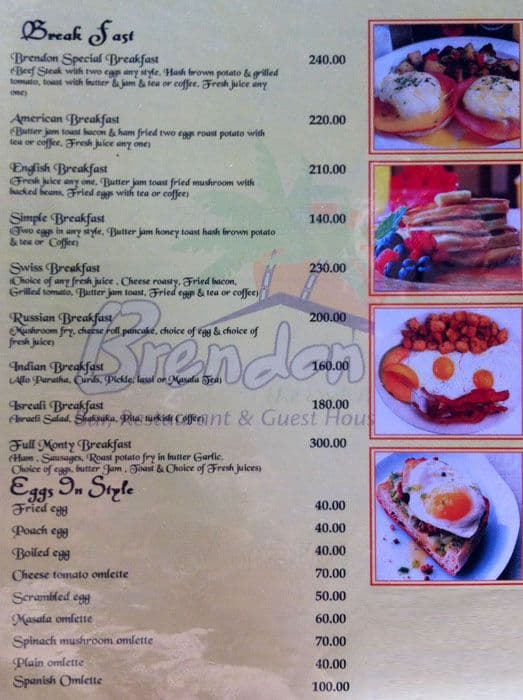 Brendon Menu, Menu for Brendon, Palolem, Goa - Zomato