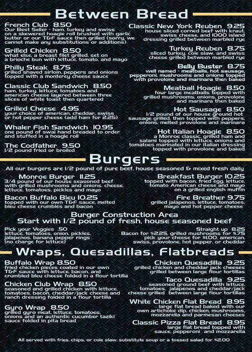 Menu at Monroe Hotel pub & bar, Butler