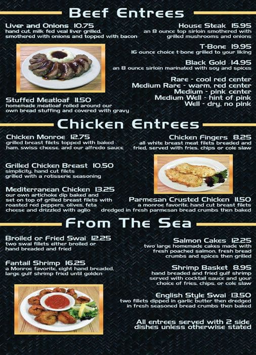 Menu at Monroe Hotel pub & bar, Butler